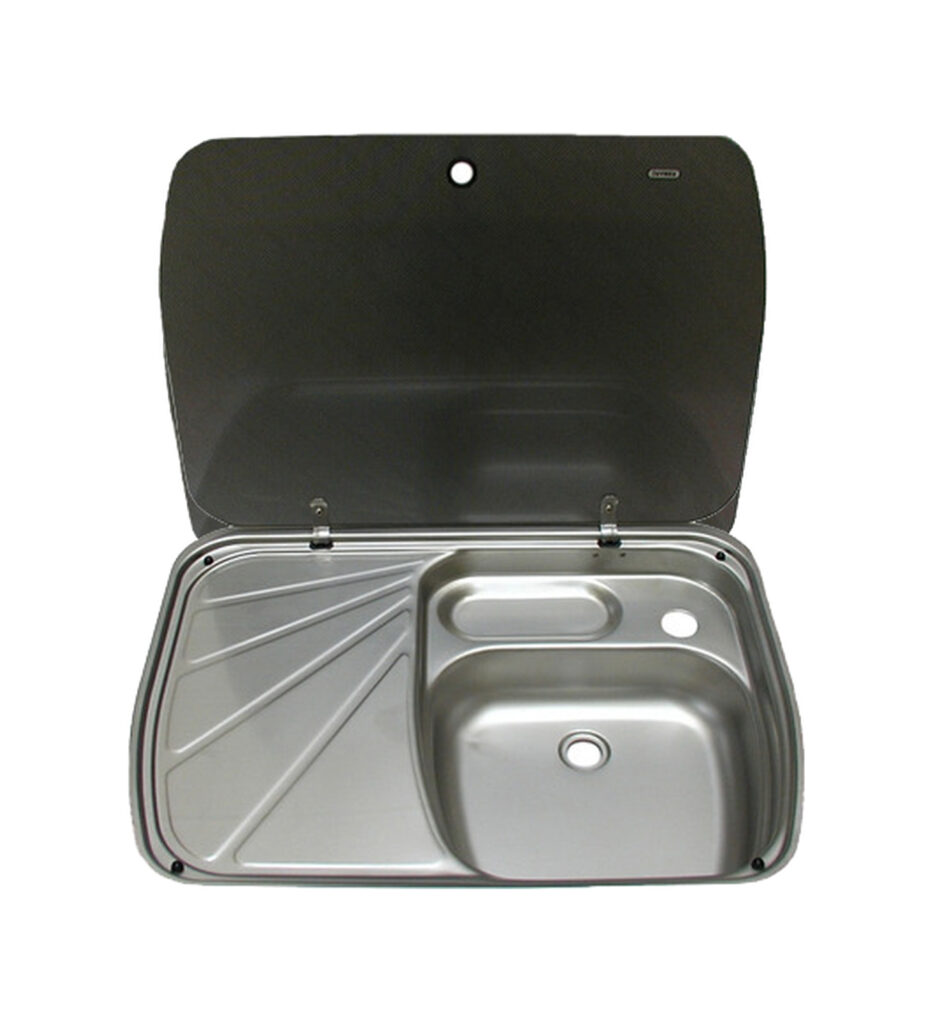 Caravan Sink with Drainer & Glass Lid - Pinnacle Wholesalers