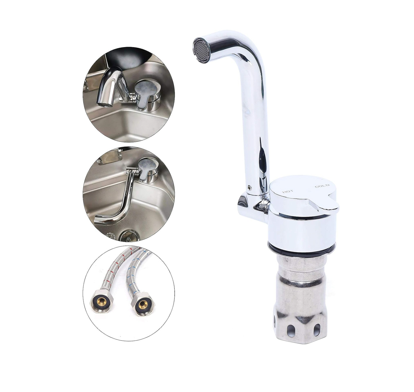 Caravan Fold Down Hot/Cold Mixer Tap, Faucet With Hoses - Pinnacle ...